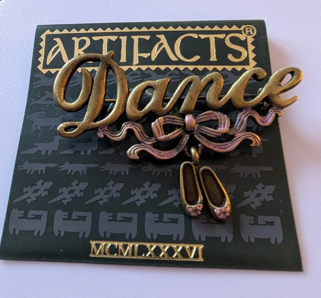 Vintage JJ Artifacts Dance and Ballet Shoes Gold Enamel Pin Brooch ...