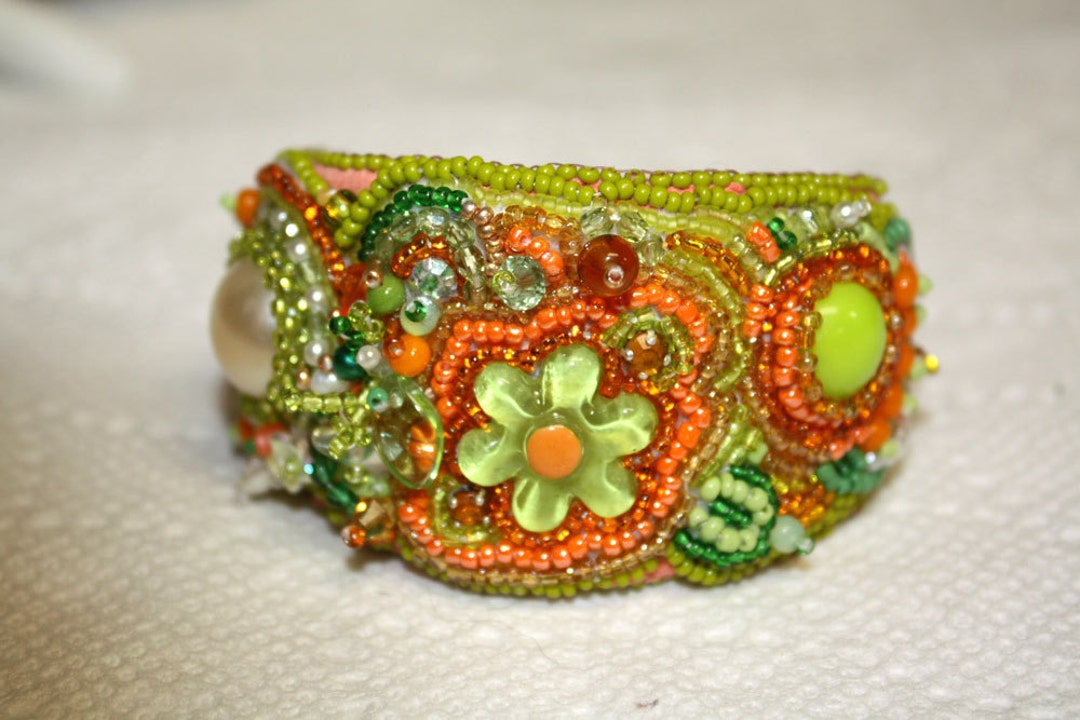 Handmade Freeform Beadwork Bracelet OOAK Colorful 1960's Inspired ...