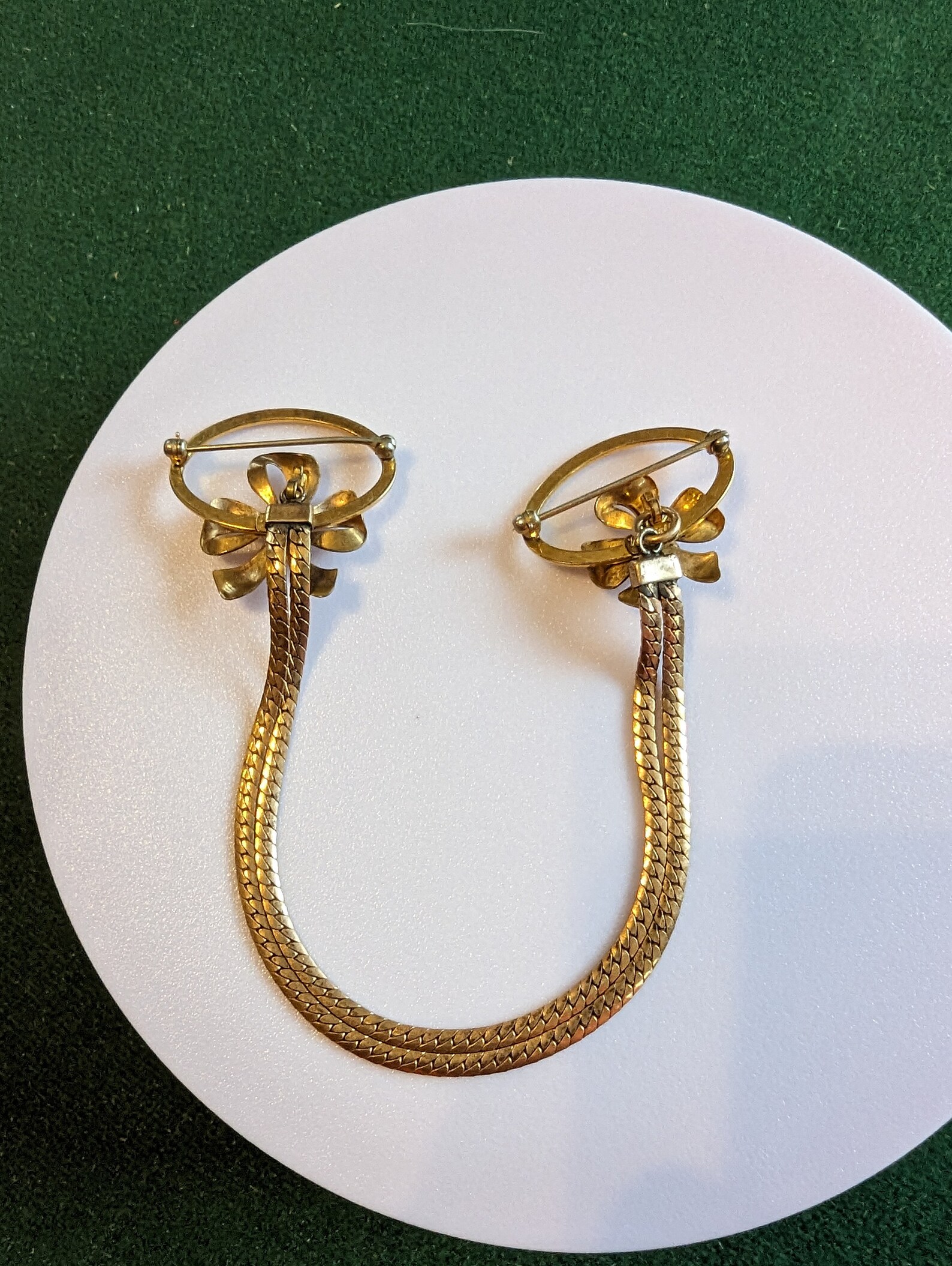 1940's Van Dell 12kt Gf Aqua Blue RS Twin Chatelaine Pins Retro ...