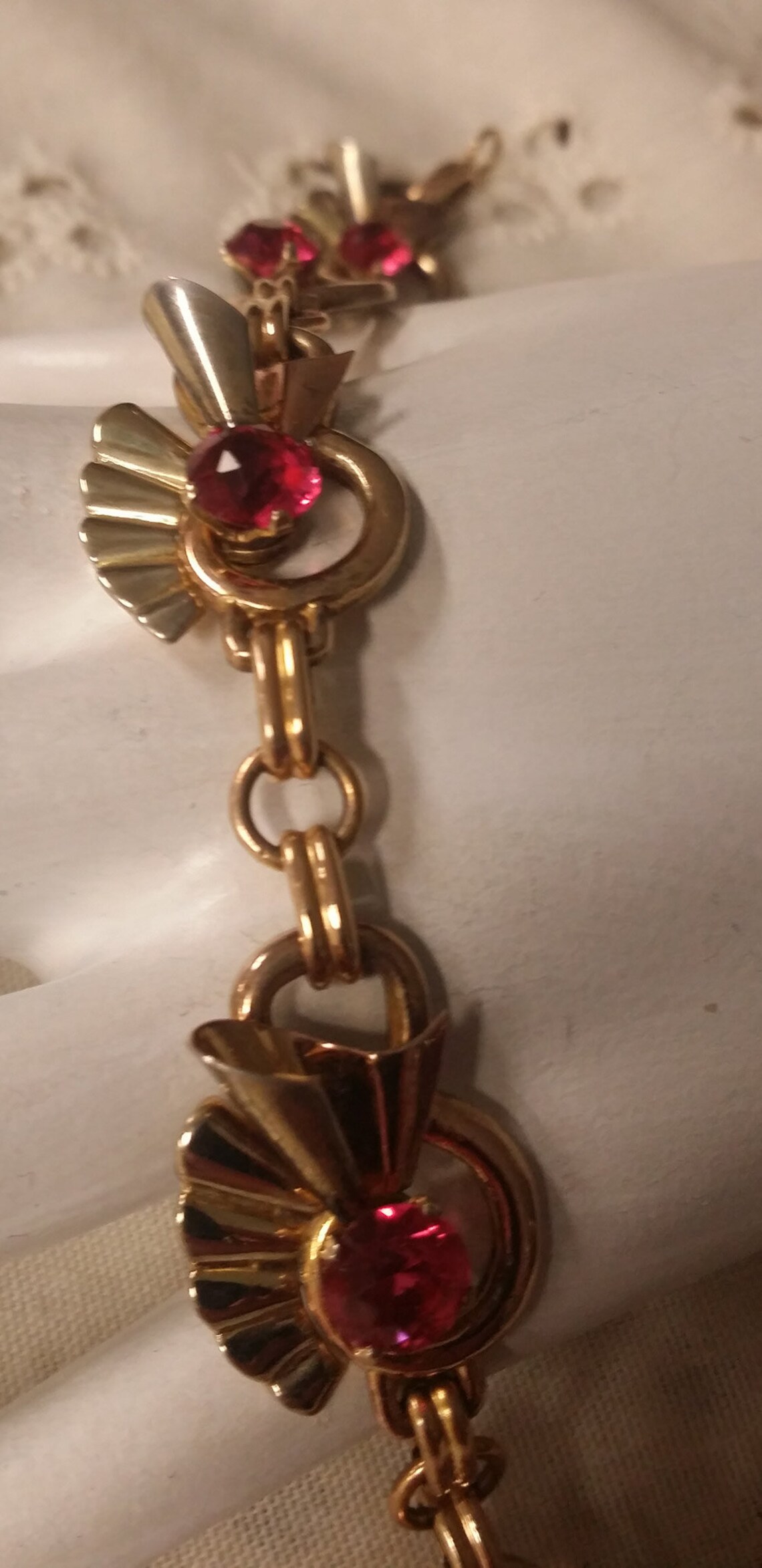 1940's Harry Iskin Stylized Retro Fuscia Stone 10kt Gf - Etsy