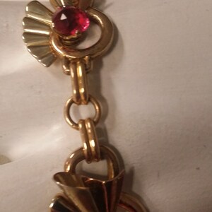 1940's Harry Iskin Stylized Retro Fuscia Stone 10kt Gf Bracelet RARE - Etsy