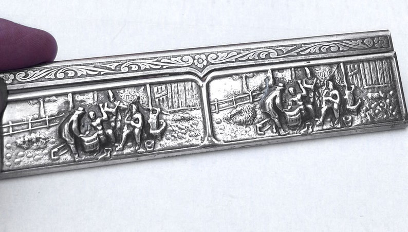 DENMARK Silver Repousse Comb Case Harvest Scene | Etsy