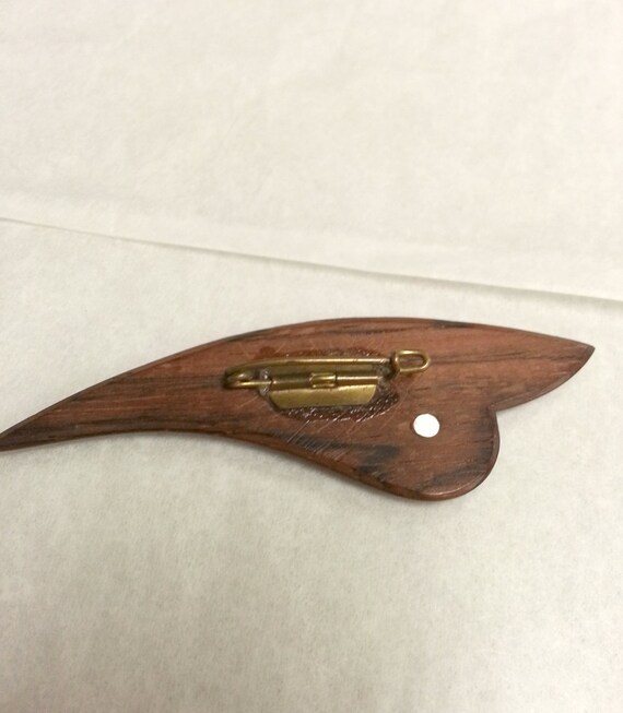 Mid-Century Art Moderne Teak Wood Pin Inlaid Silver H… - Gem