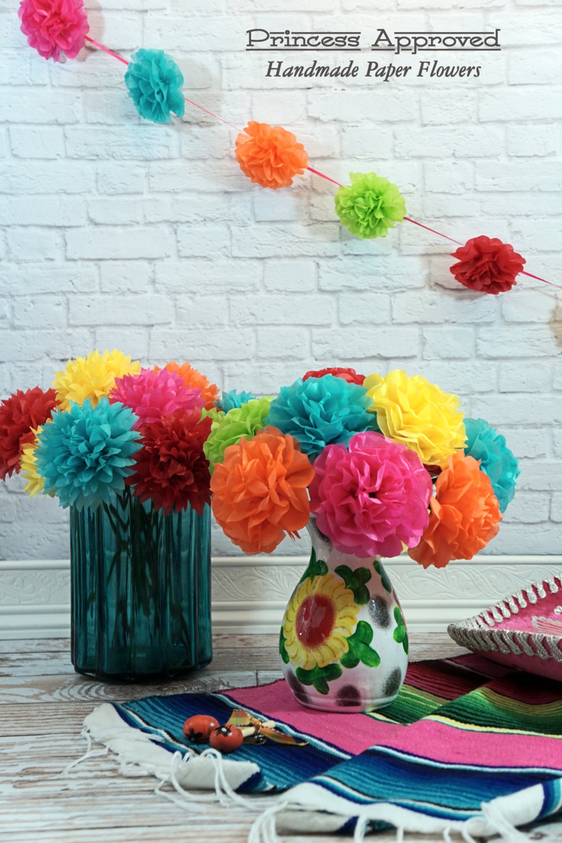 FIESTA Tissue Paper Flowers 12 Count | Etsy