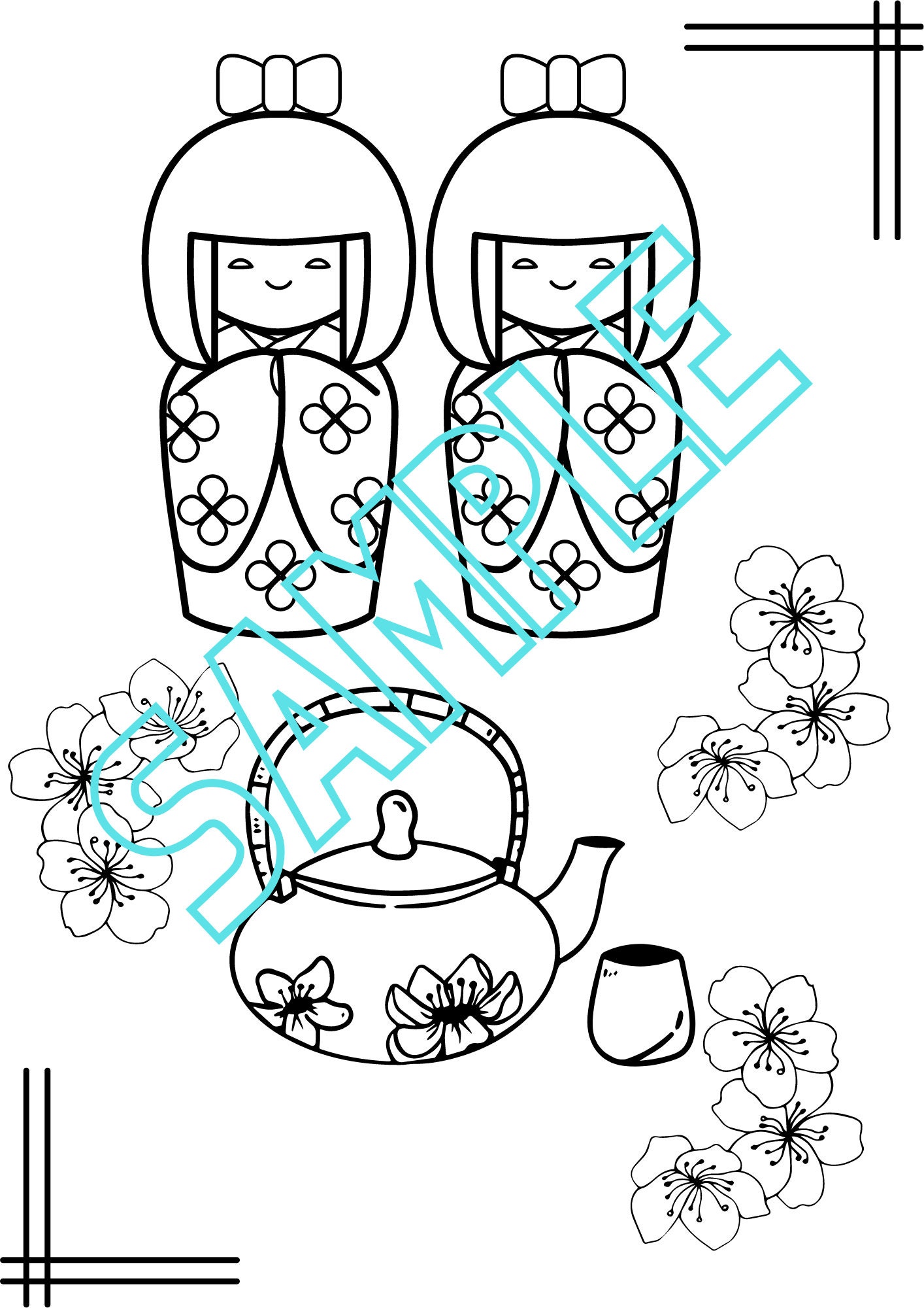 Asian Theme Coloring Pages - Etsy