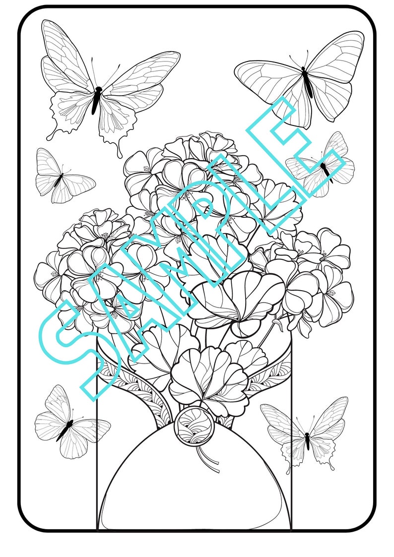 Flower Fantasy Coloring Pages - Etsy