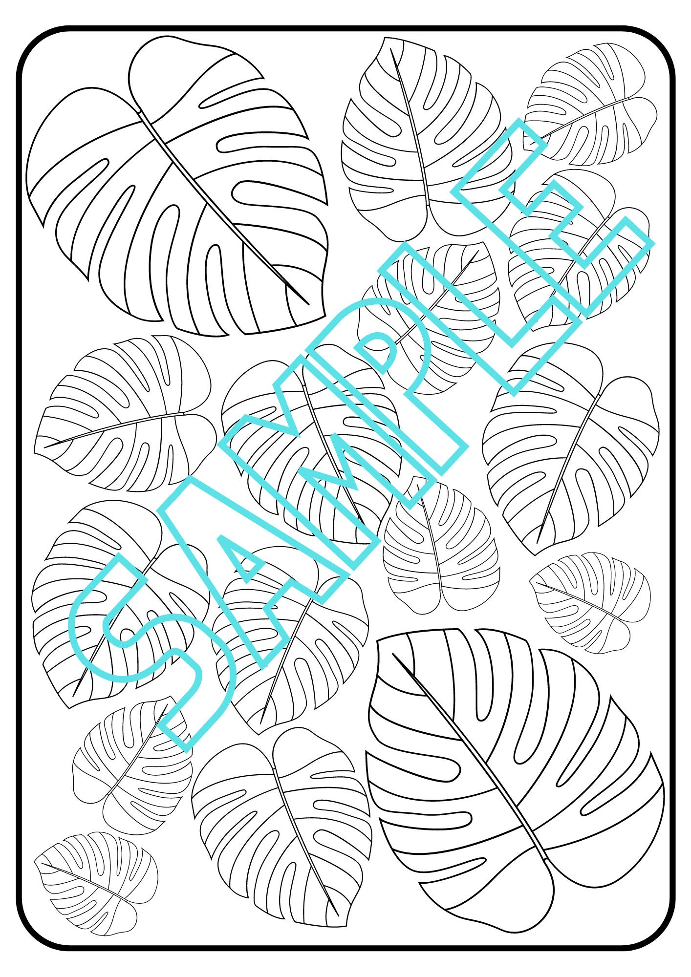 Tropical Monstera Coloring Pages - Etsy