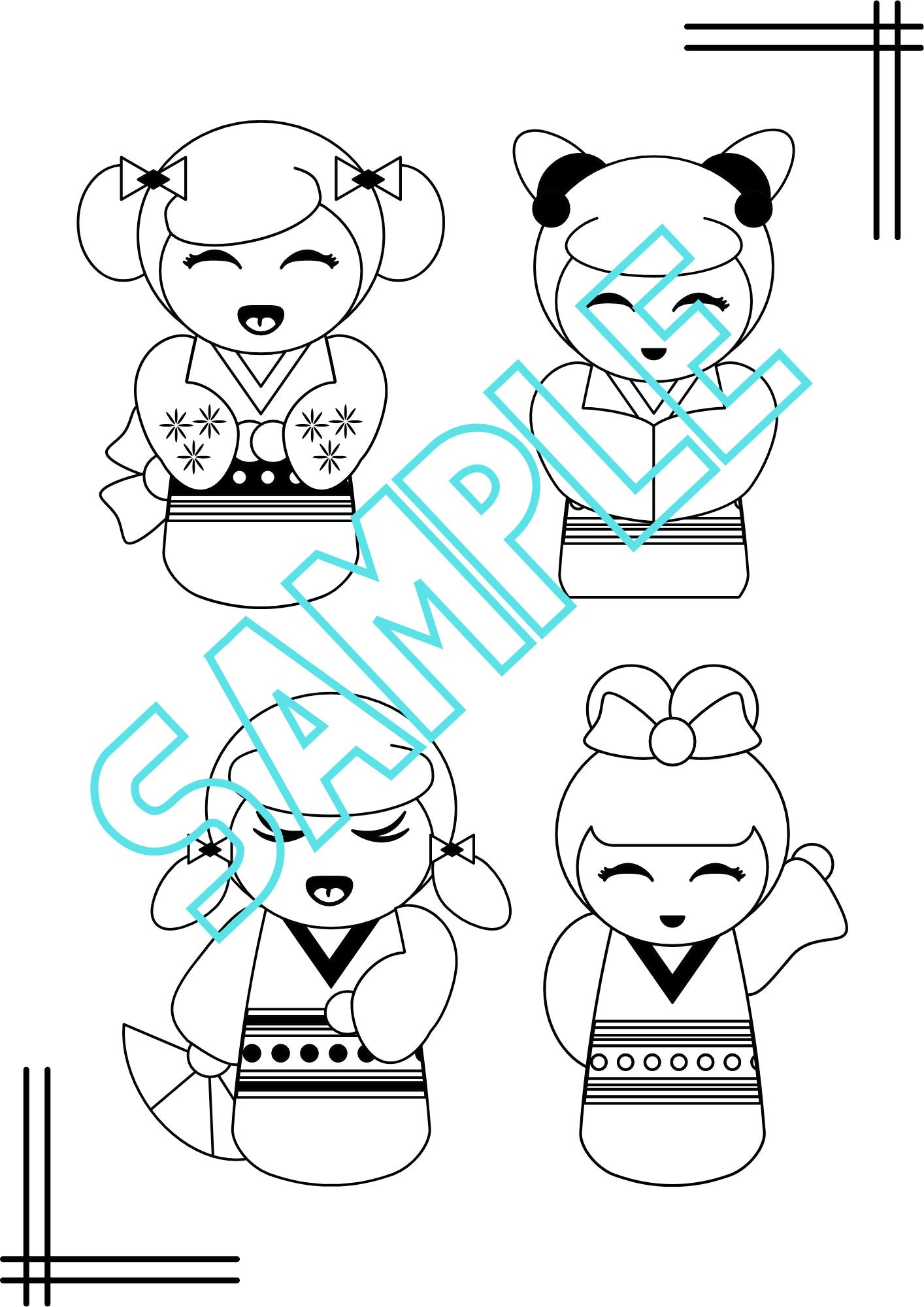 Asian Theme Coloring Pages - Etsy