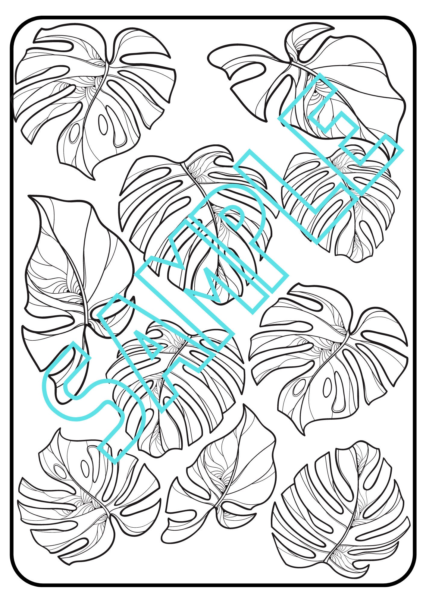 Tropical Monstera Coloring Pages - Etsy