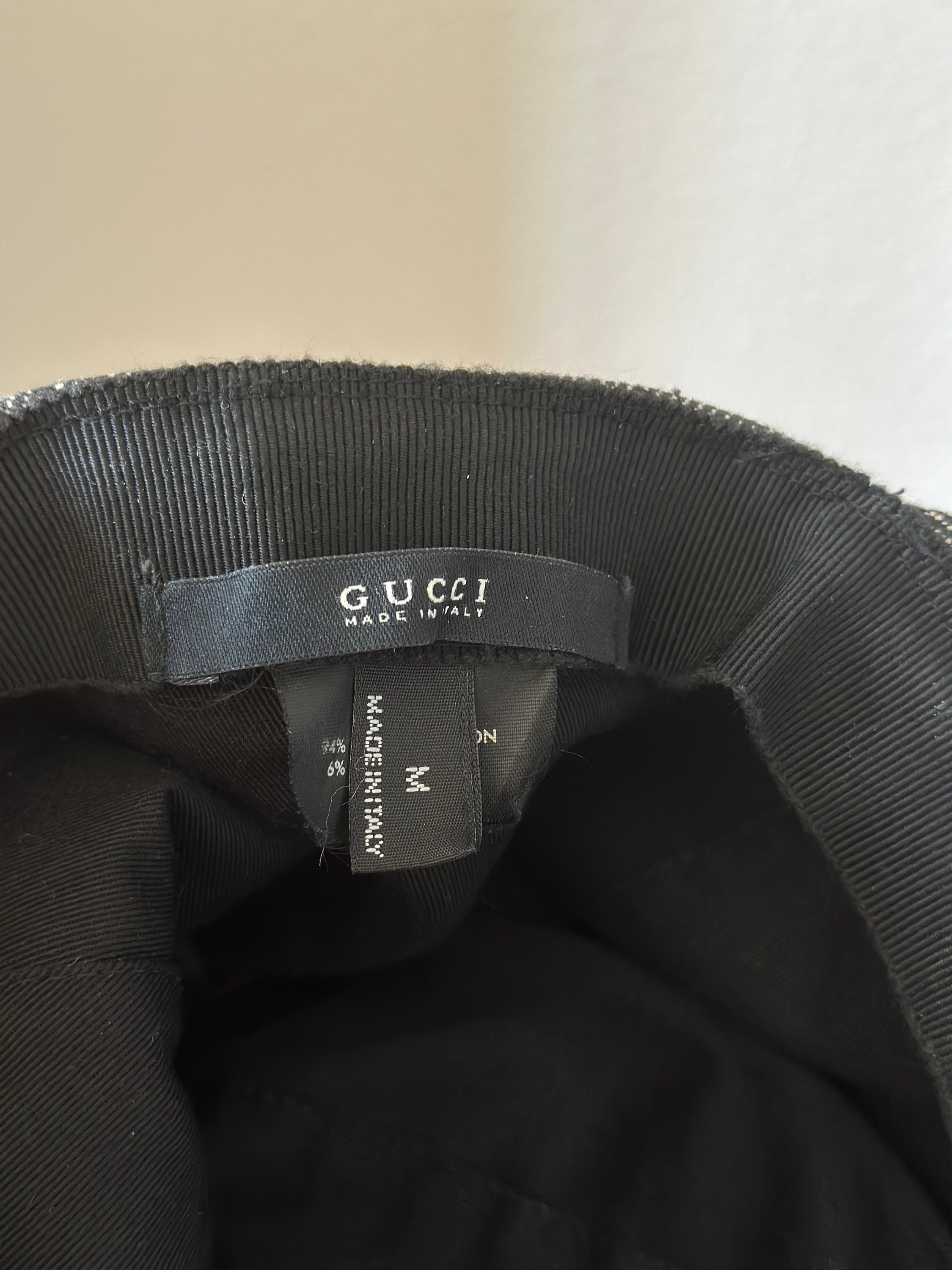 GUCCI GG Denim Black Leather Strap BASEBALL Hat Cap Unisex - Etsy