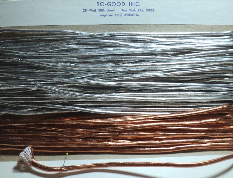 METALLIC CORDING, Silver Cord, Copper Cord, Findings, 5 Yard Cuts ...