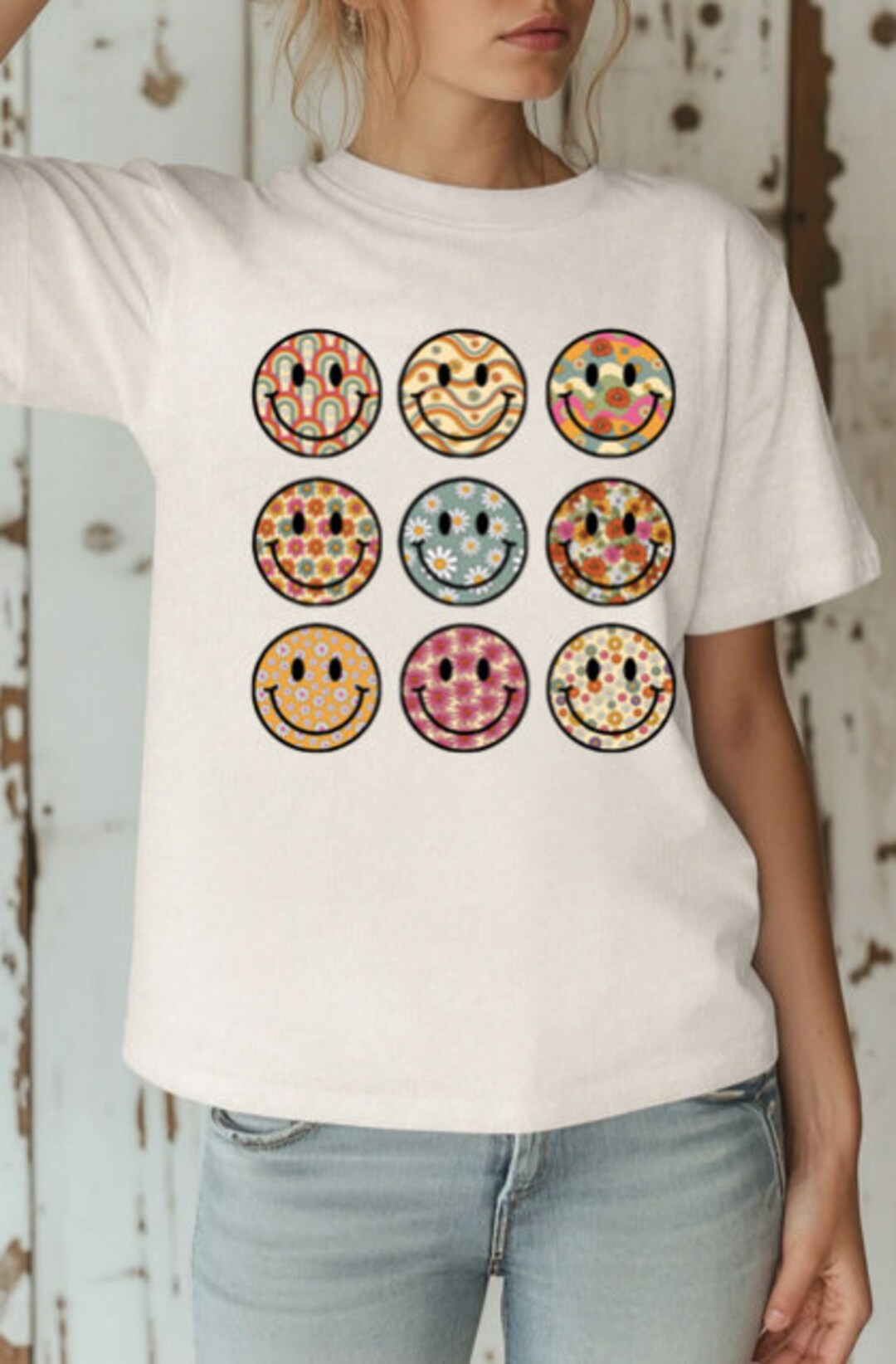 Retro Floral Smiley Face Coquette PNG - Etsy