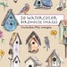 CLIP ART- Watercolor Birdhouse Set. 20 Images. Digital Download. Bird ...