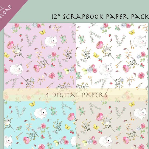 Easter Digital Paper Bunny Scrapbook Papers Wallpaper - Etsy