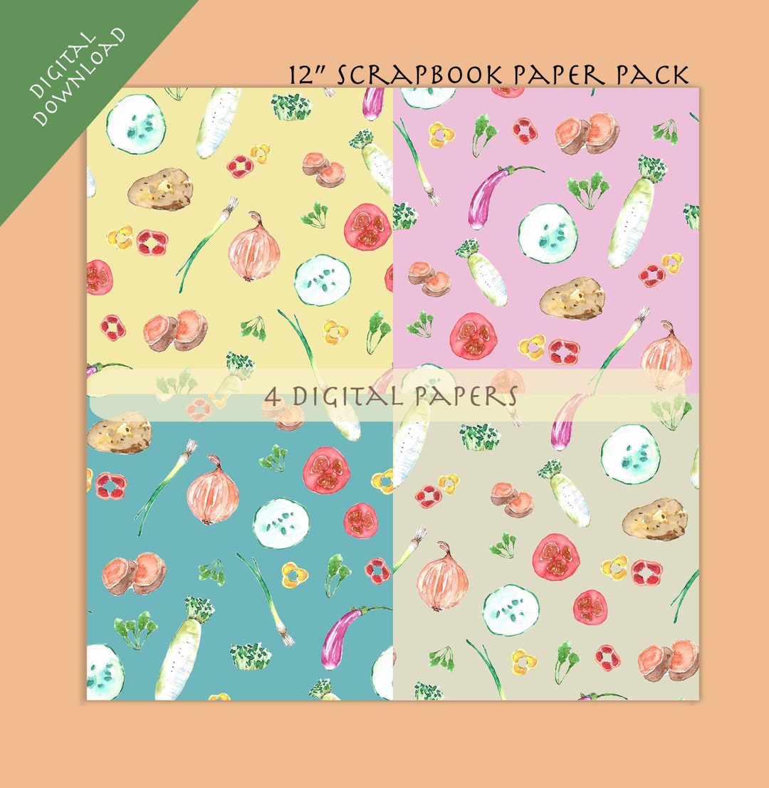 Watercolor Digital Paper, Instant Download--12" Digital Paper Pack(4 ...