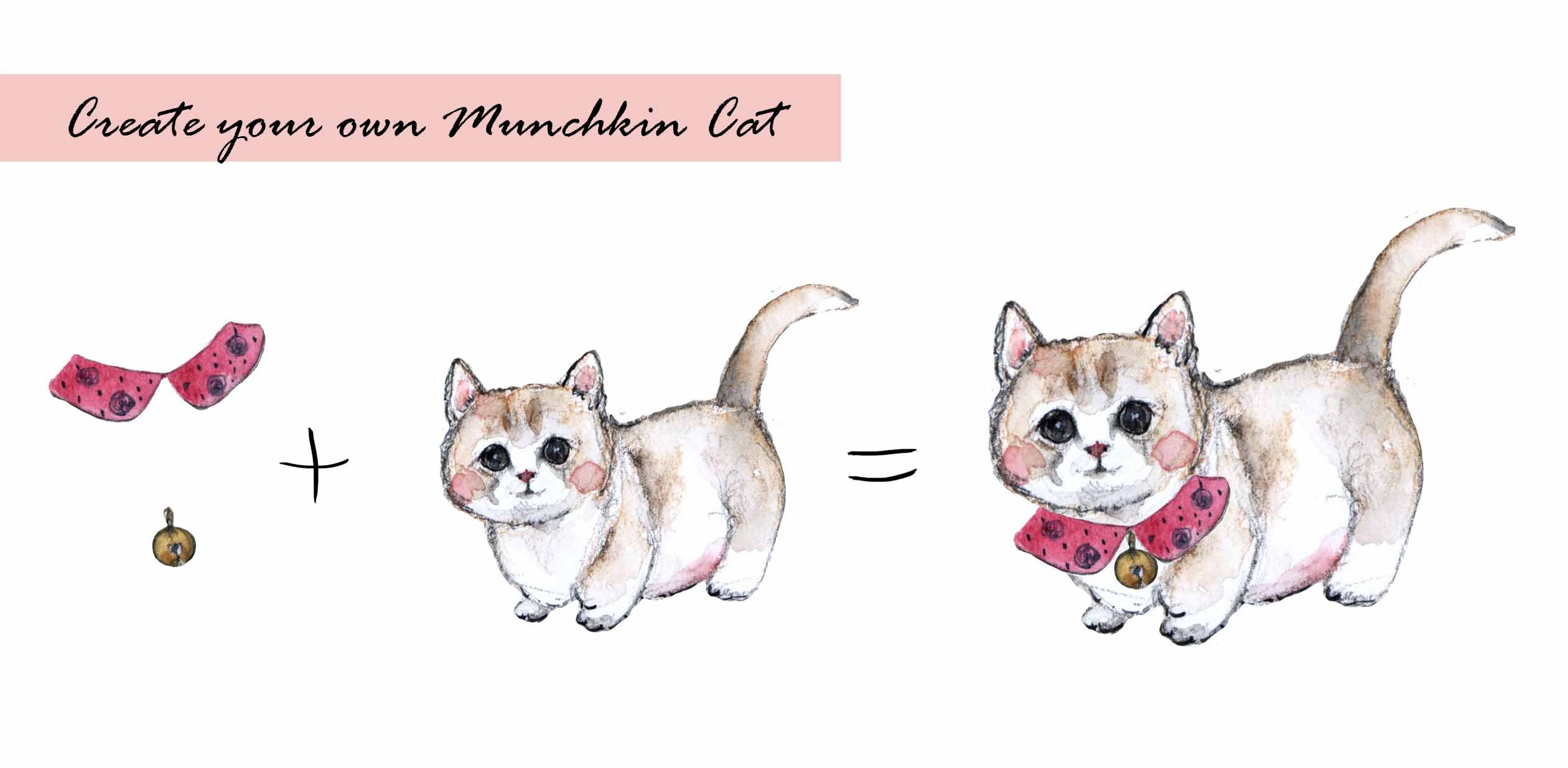 Watercolor Munchkin Cat Clipart: 17 PNG Images (digital Download) - Etsy