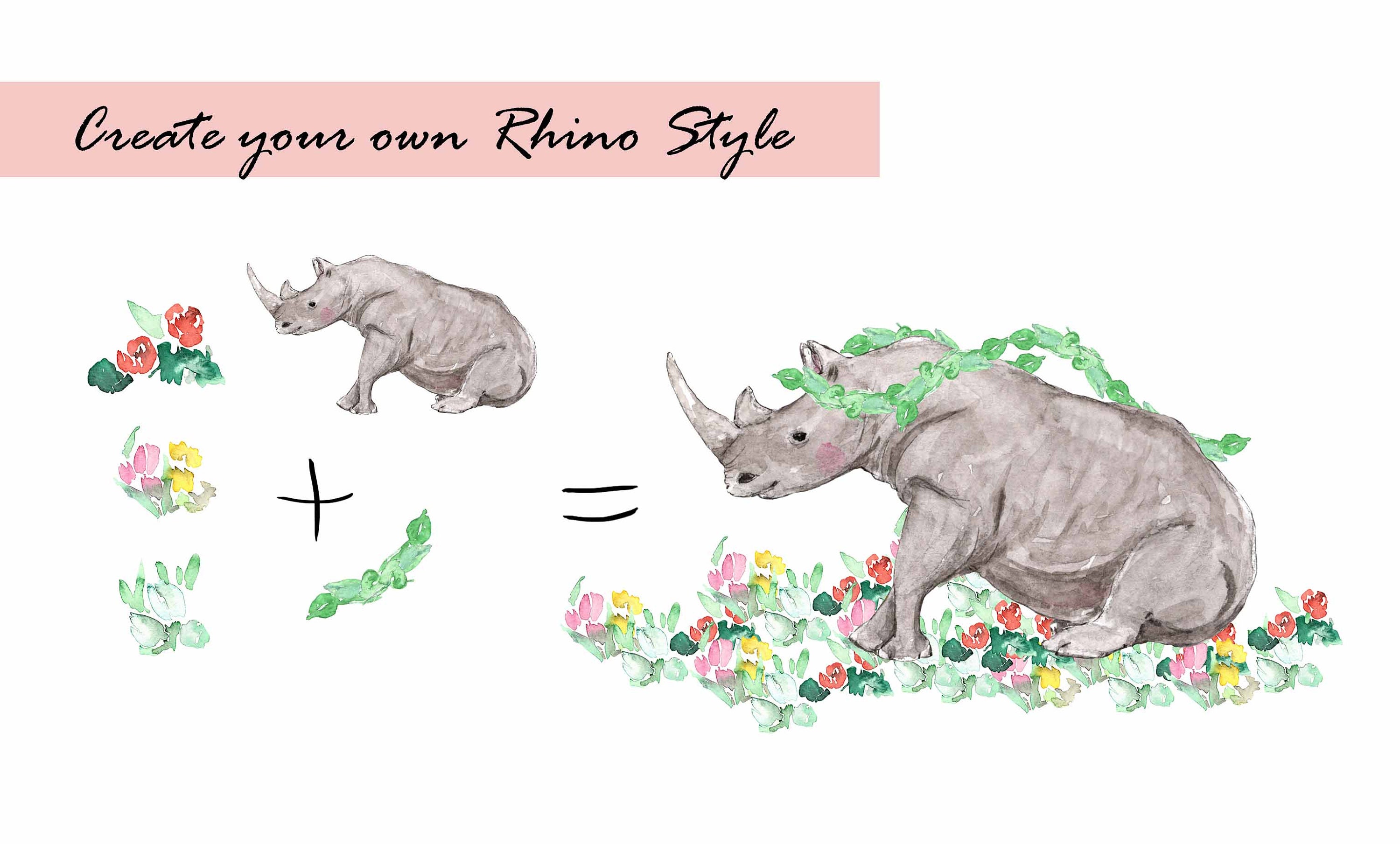 Watercolor Rhino Clipart Set – 16 PNG Images (digital Download) - Etsy