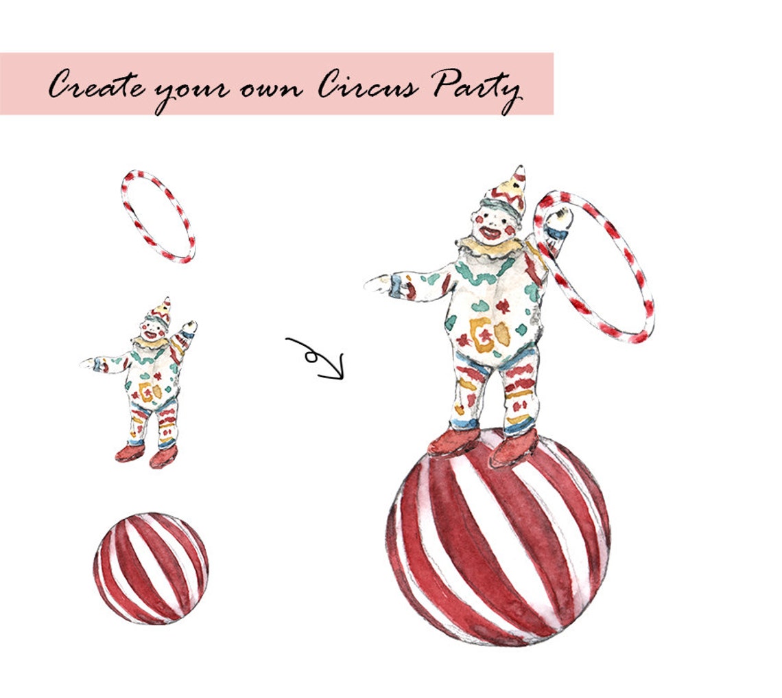 Watercolor Vintage Circus Clipart: 17 PNG Images (digital Download) - Etsy