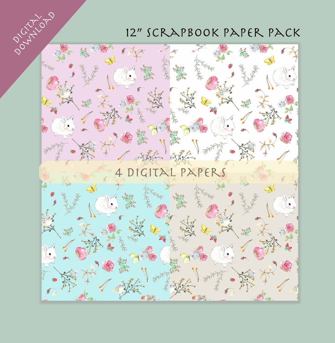 Watercolor Digital Paper, Instant Download--12" Digital Paper Pack(4 ...