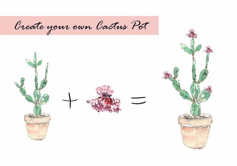 CLIP ART Watercolor Cactus Set. 13 Images. Digital Download. | Etsy