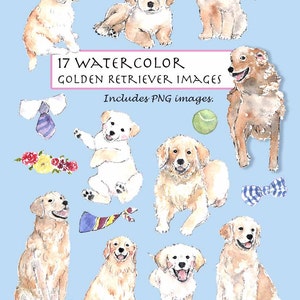 Watercolor Golden Retriever Clipart Set: Puppy Dog Images (digital ...