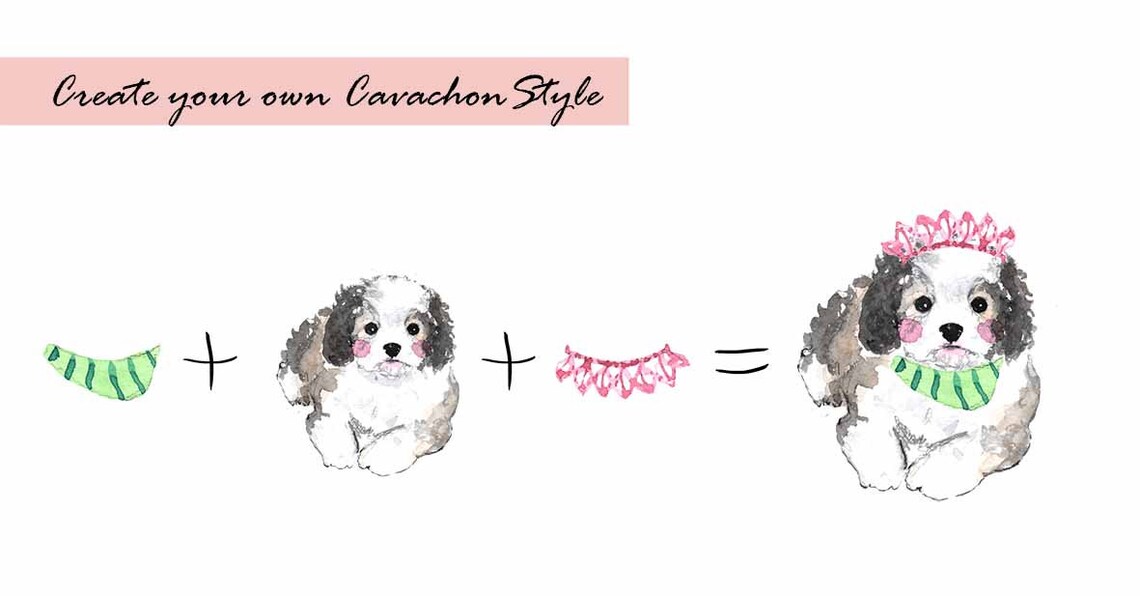 CLIP ART- Watercolor Cavachon Set. 16 Images. Digital Download. - Etsy