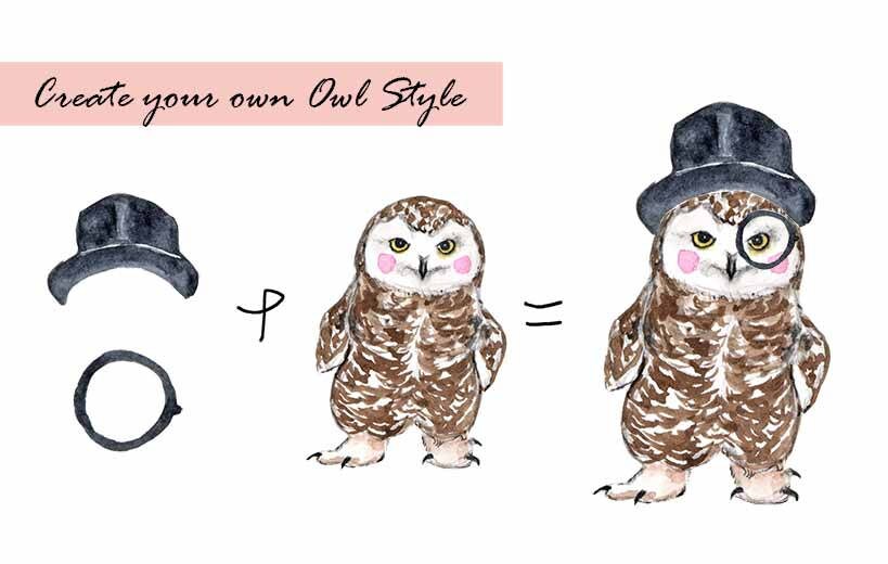 CLIP ART Watercolor Owl Set. 16 Images. Digital Download. Baby Owl ...