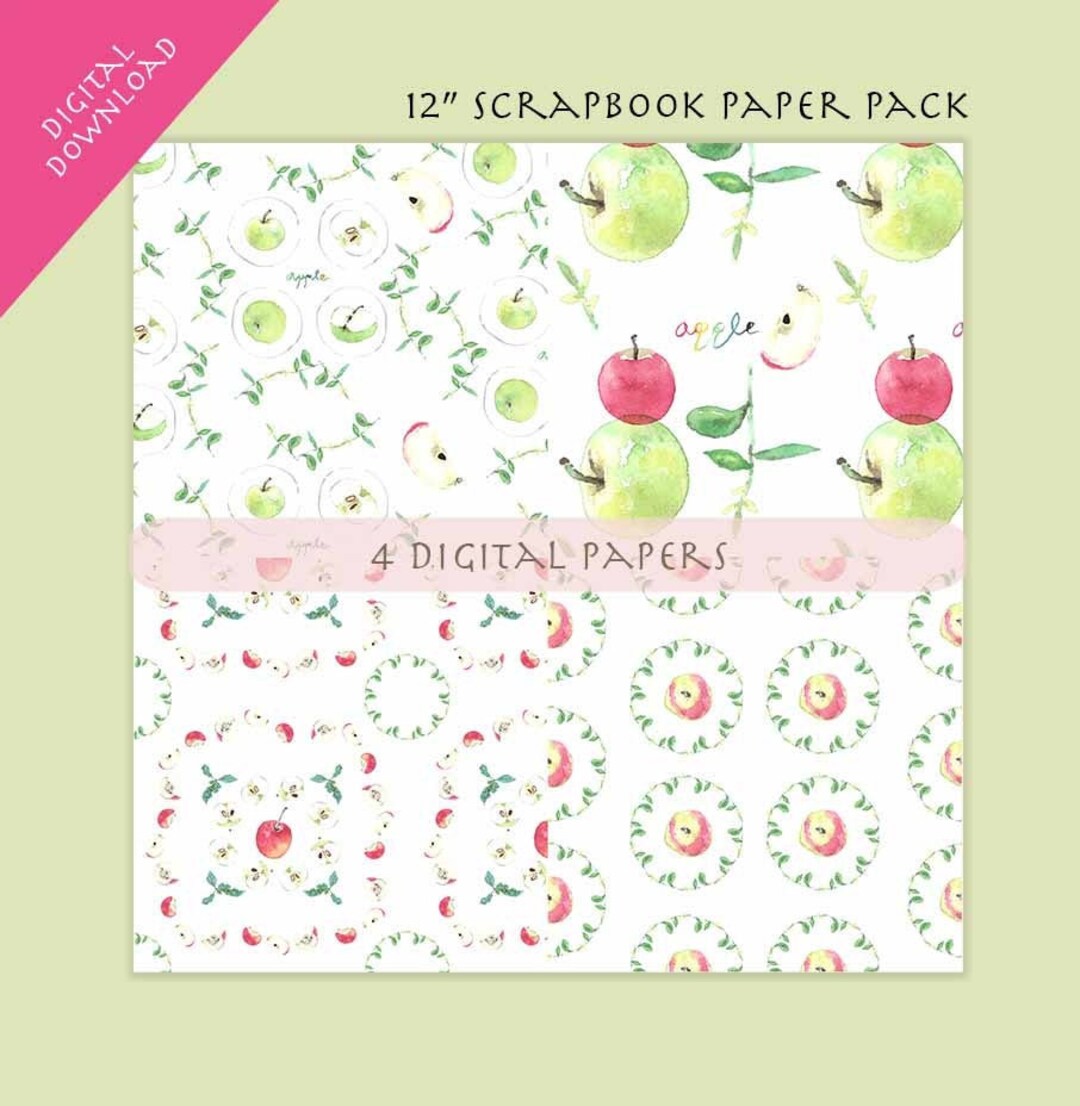 Watercolor Digital Paper, Instant Download--12" Digital Paper Pack(4 ...