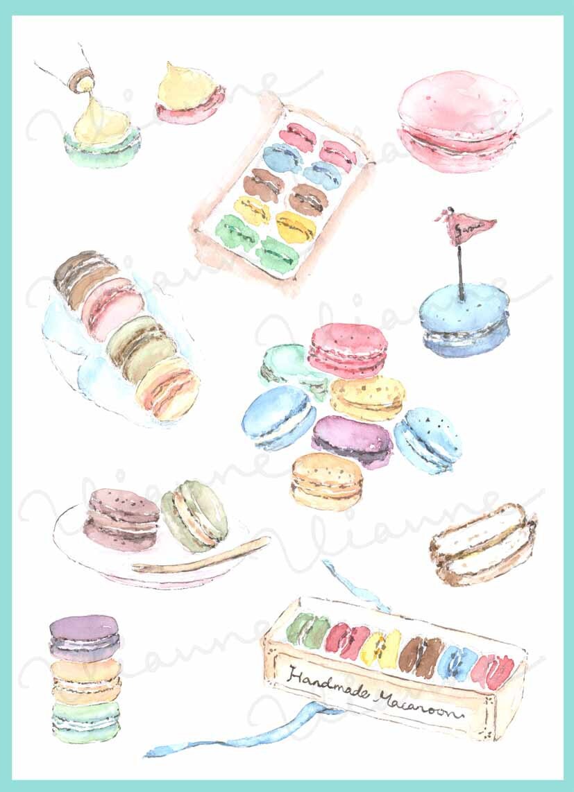 CLIP ART Watercolor Vintage Macaroons Set. 10 Images. Digital Download ...