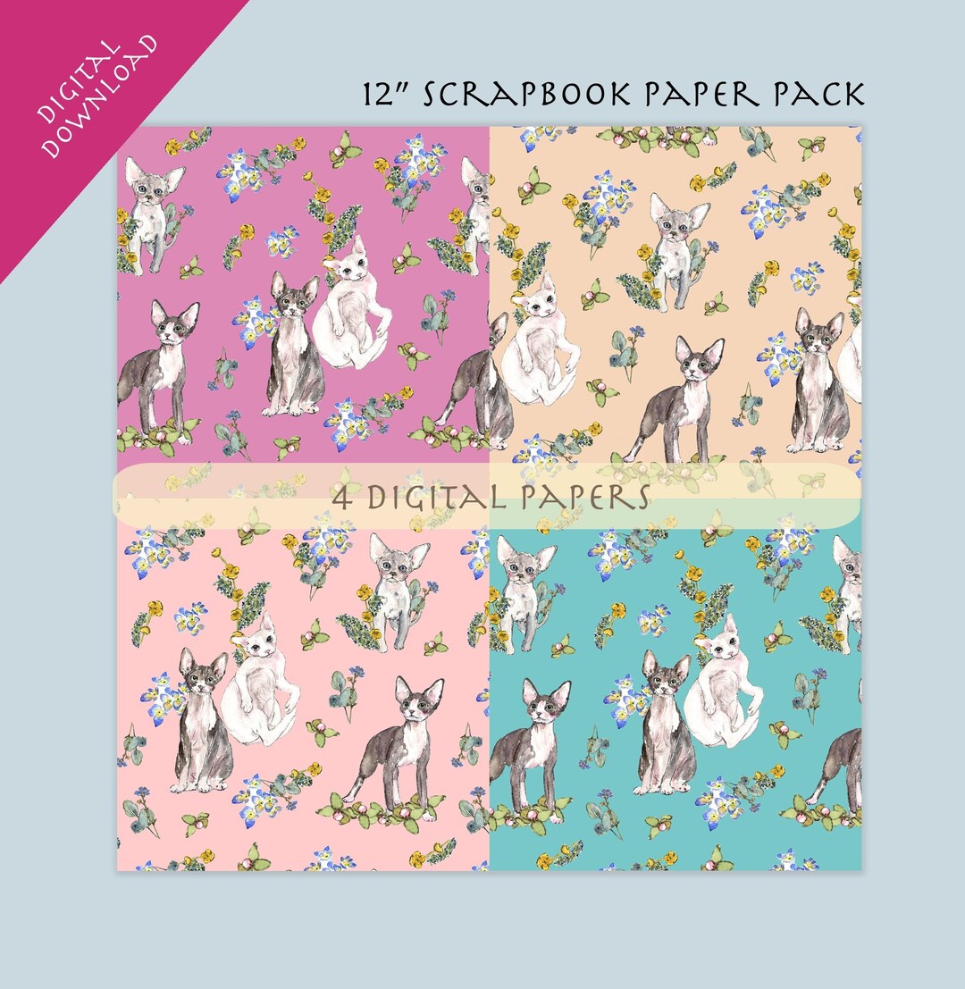 Watercolor Digital Paper, Instant Download--12" Digital Paper Pack(4 ...