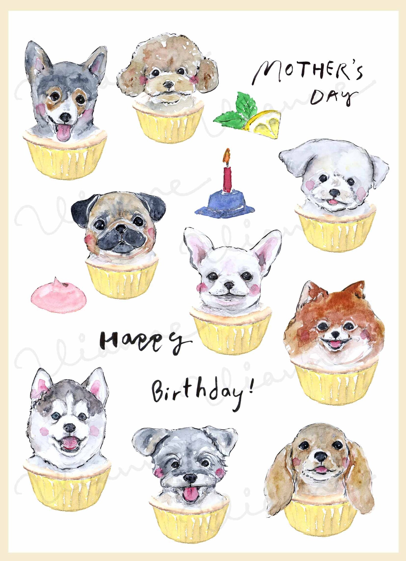 CLIP ART Watercolor Doggy Cupcake Set. 15 Images. Digital - Etsy