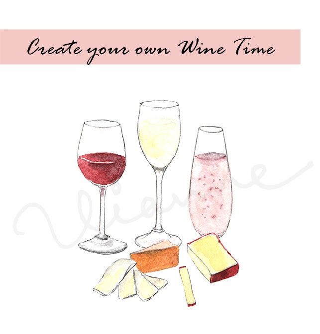 CLIP ART Watercolor Wine & Cheese Set. 19 Images. Digital Download ...