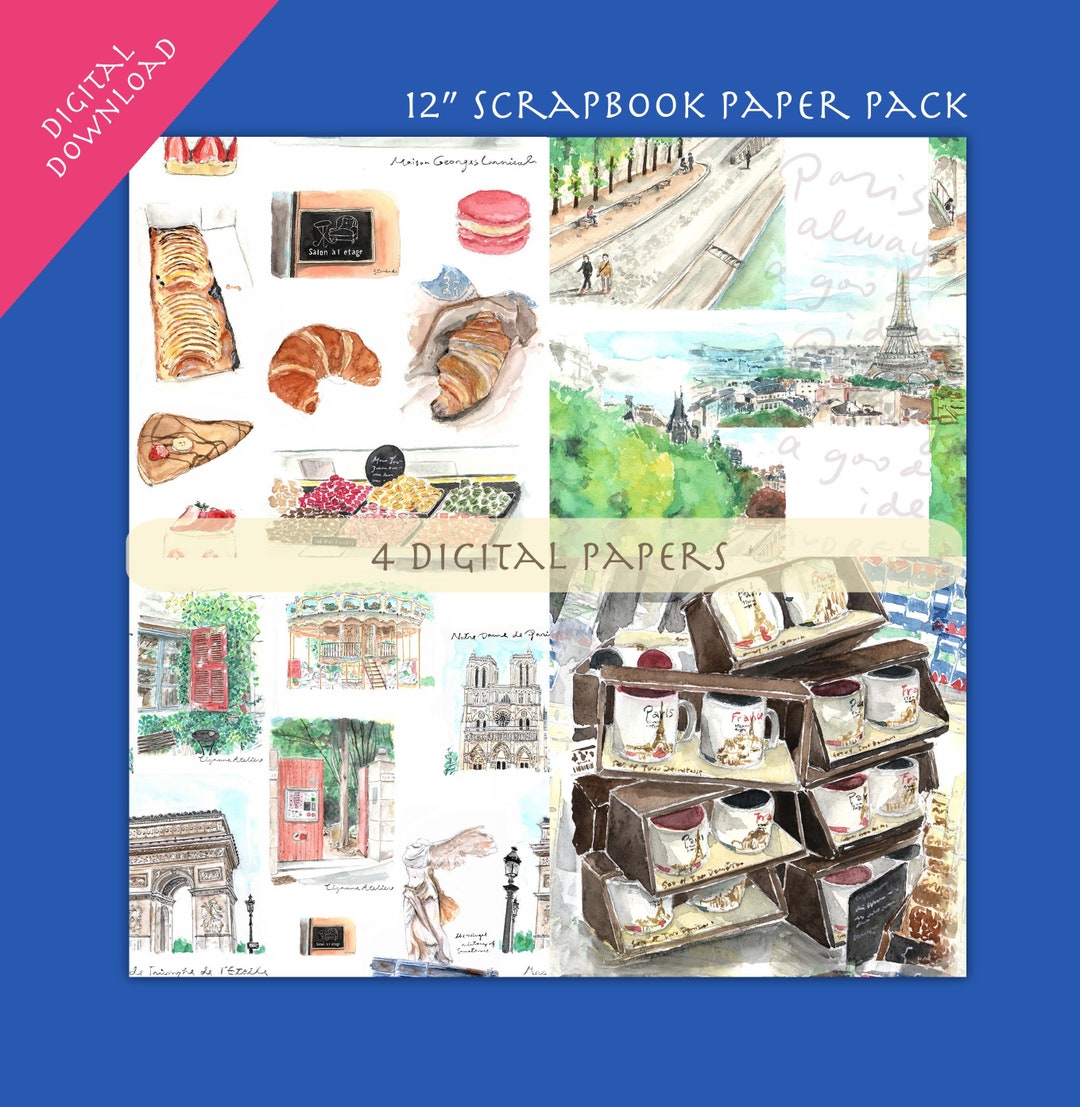 Watercolor Digital Paper, Instant Download--12" Digital Paper Pack(4 ...