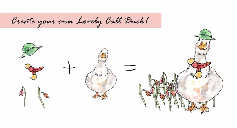 Watercolor Call Duck Clipart: 18 PNG Images (digital Download) - Etsy