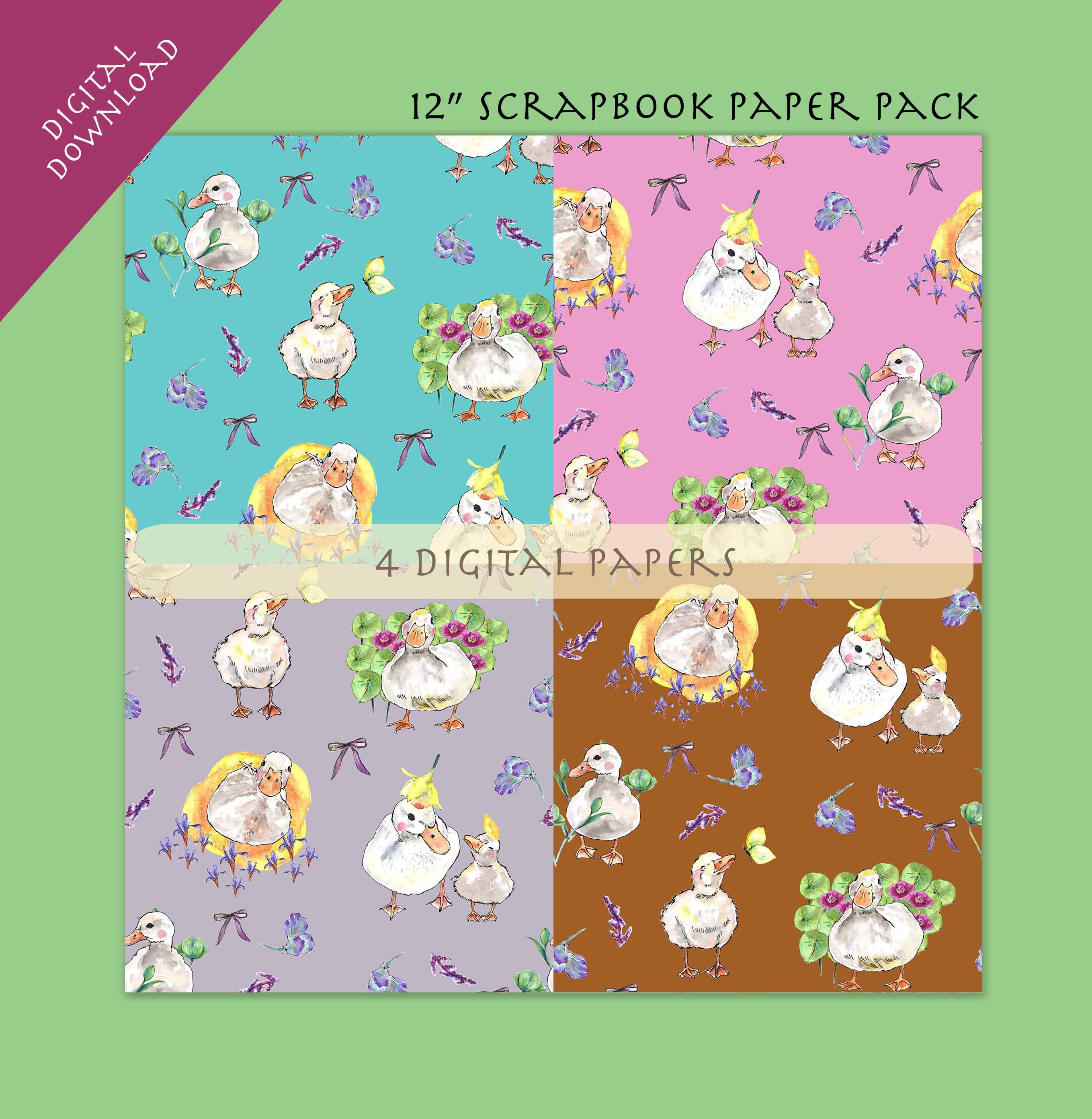 Watercolor Digital Paper, Instant Download--12" Digital Paper Pack ...