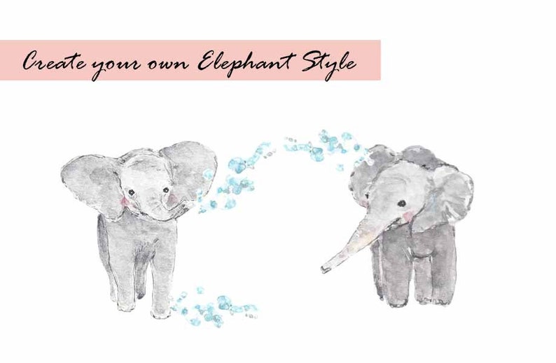 CLIP ART Watercolor Elephant Set. 16 Images. Digital - Etsy
