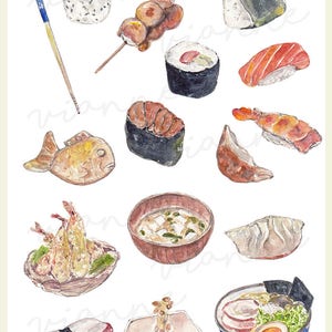 Watercolor Japanese Food Clipart Set: 16 PNG Images (digital Download ...