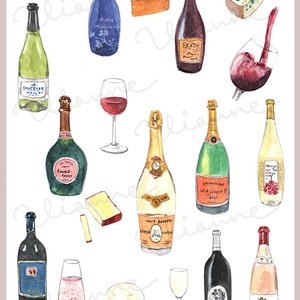 CLIP ART- Watercolor Wine & Cheese Set. 19 Images. Digital Download ...