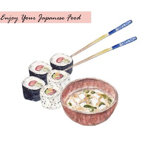 Watercolor Japanese Food Clipart Set: 16 PNG Images (digital Download ...