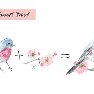 CLIP ART- Watercolor Birds & Cherry Blossoms Set. 12 Images. Digital ...