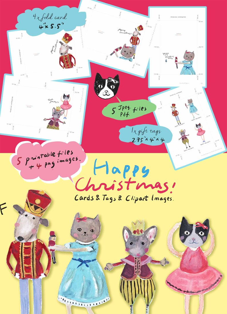 The Nutcracker Clip Art: Printable Cards & Tags. Mixed Media Images ...