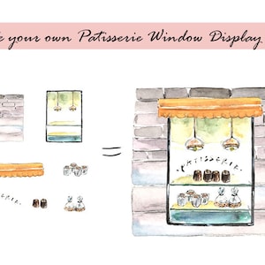 Watercolor Patisserie Clipart – Bakery Window Display (digital Download ...