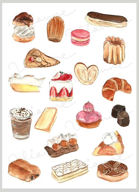 French Pastries Drawings