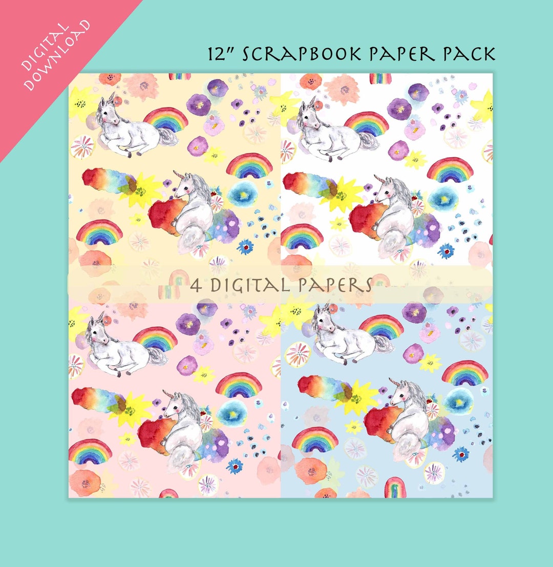 Watercolor Digital Paper, Instant Download--12" Digital Paper Pack(4 ...
