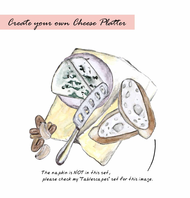 CLIP ART Watercolor Cheese Platter Set. 23 Images. Digital - Etsy