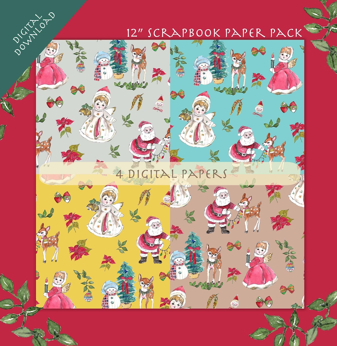 Watercolor Digital Paper, Instant Download--12" Digital Paper Pack(4 ...