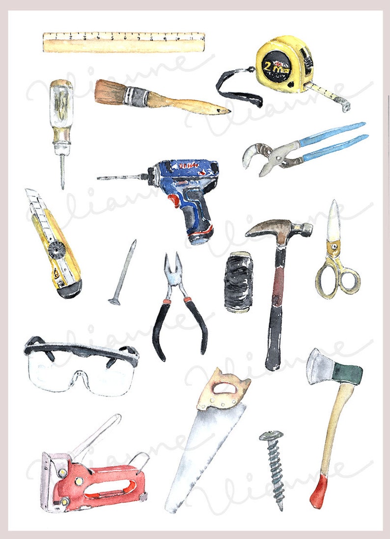 Watercolor Home Improvement Tools Clip Art Set (digital Download) - Etsy