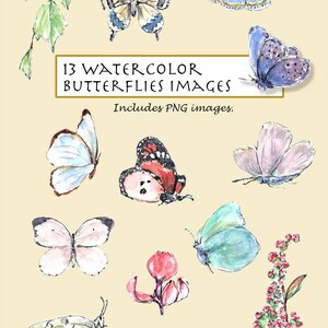 CLIP ART- Watercolor Butterflies Set. 13 Images. Digital Download ...