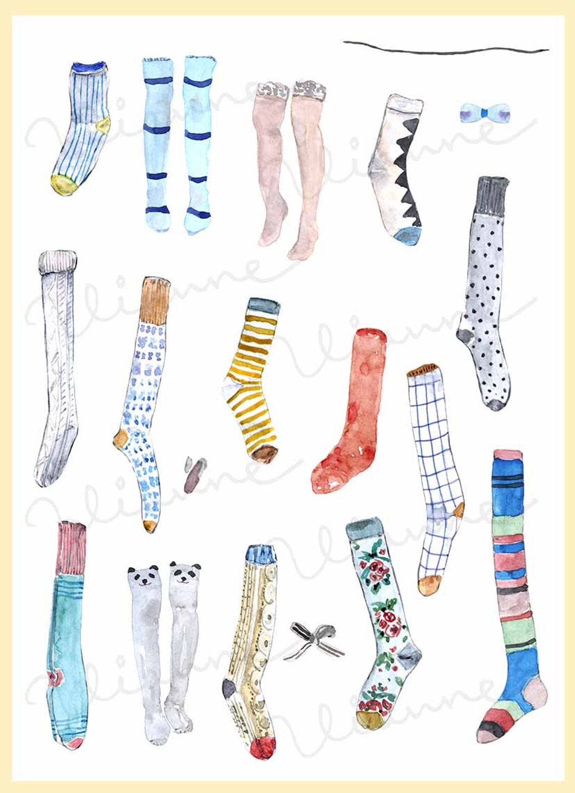 CLIP ART- Watercolor Socks Set. 19 Images. Digital Download. Knee Socks ...