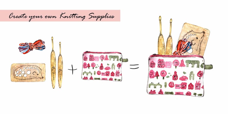 Watercolor Knitting Supplies Clip Art: 26 PNG Images (digital Download ...